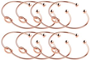 anbala love knot bangle bracelet bridesmaid gifts bracelets, tie the knot cuff bangle stretch bracelet for bridesmaid, rose gold tone, set of 8