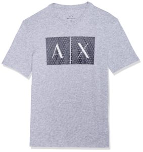 a|x armani exchange mens crew quited logo tee t shirt, heather grey, medium us