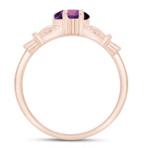 Jewel Zone US Heart Cut Simulated Amethyst & Cubic Zirconia Claddagh Ring In 14k Rose Gold Over Sterling Silver Jewelry Gift For Her Ring Size-12