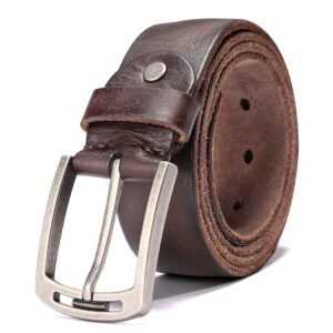 keecow men's 100% italian cow leather belt men with anti-scratch buckle,packed in a box (1001-brown, 115cm (pant size:34-38))