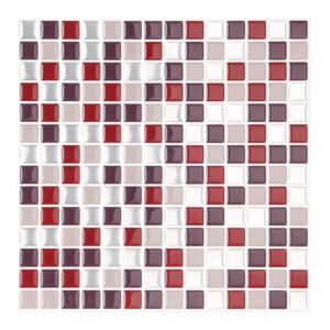 faronze kitchen mosaic wall tiles peel and stick self-adhesive diy backsplash stick-on vinyl wall tiles for kitchen and bathroom 12" x 12" each, 4 sheets pack (burgundy)