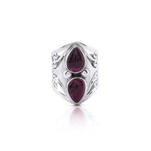 koral jewelry garnet 2 stones gipsy vintage lace ring 925 sterling silver us size 6 7 8 9 (9)