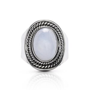 koral jewelry oval moonstone gipsy vintage ring 925 sterling silver us size 7 8 9 10 (8)