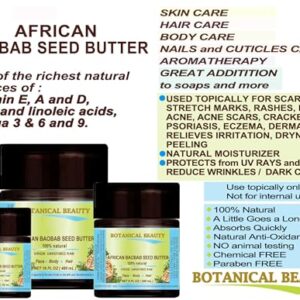 Botanical Beauty BAOBAB SEED OIL BUTTER 100% Natural RAW VIRGIN UNREFINED for Skin, Hair, Lip and Nail Care. 8 Fl. oz. - 240 ml. Rich in Vitamin E