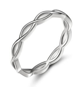 eamti 925 sterling silver wave ring for women high polished comfort fit 6.5