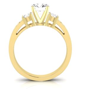 14K Yellow Gold 1.8 CTW Round Cut Channel Set 3 Three Stone Diamond Engagement Ring, J Color I1 Clarity 1.2 Ct Center