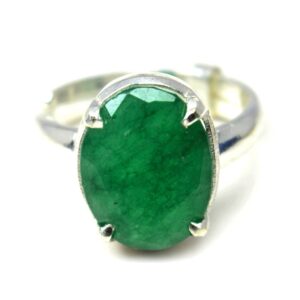 55carat natural emerald silver ring for women 7 carat birthstone adjustable size 5,6,7,8,9,10,11,12,13