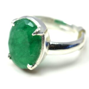 55Carat Natural Emerald Silver Ring for Women 7 Carat Birthstone Adjustable Size 5,6,7,8,9,10,11,12,13