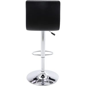 Vogue Furniture Direct PU Leather Bar Stools, Modern Square Adjustable Swivel Barstools with Back, Armless Airlift Counter Height Bar Chairs for Kitchen Dining Set of 2 (Black)