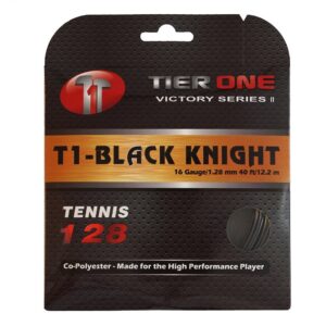 tier one sports tru pro black knight - tennis string set (poly): for the tournament player (16g (1.28 mm), 12.2 m, black)