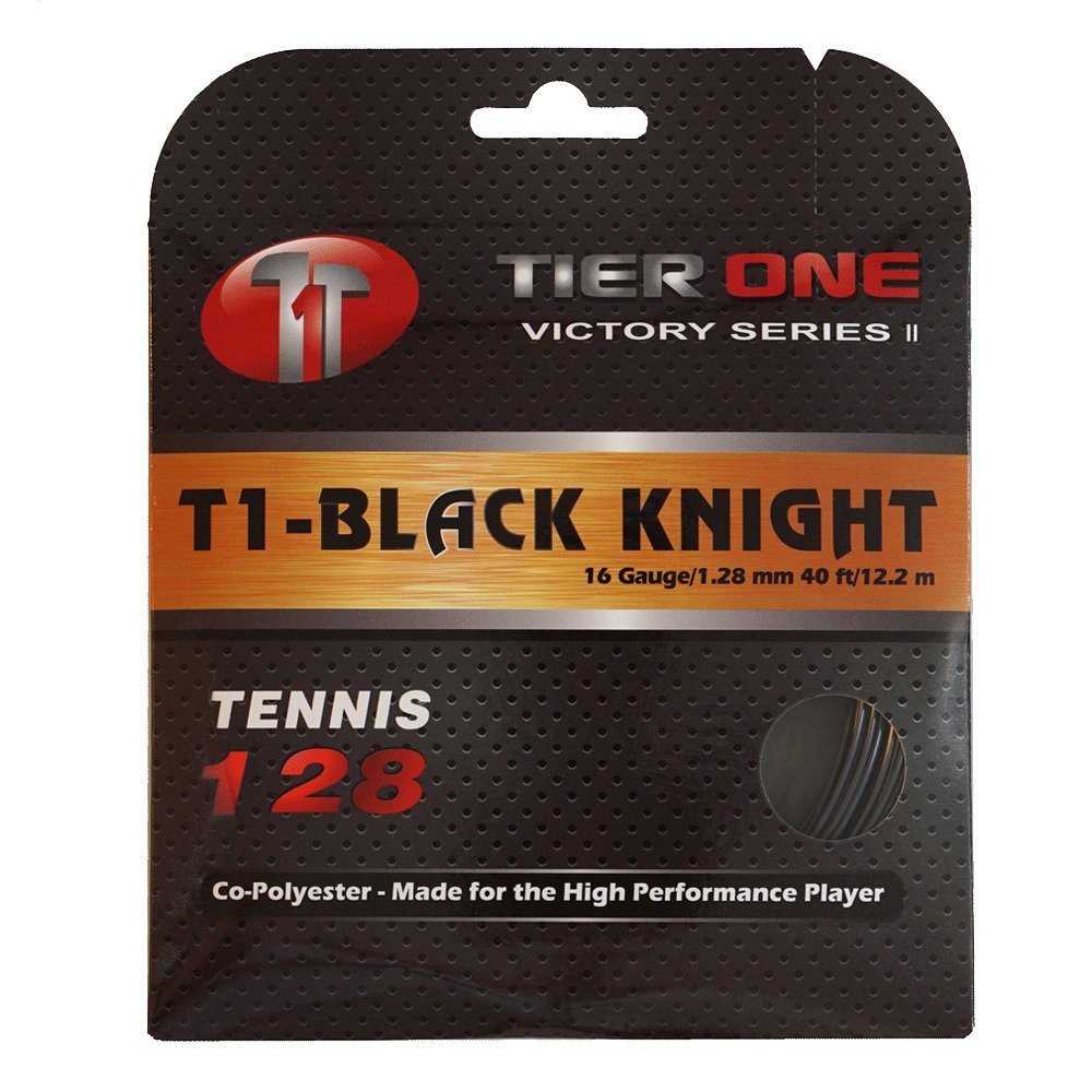 Tier One Sports TRU PRO Black Knight - Tennis String Set (Poly): for The Tournament Player (16g (1.28 mm), 12.2 m, Black)