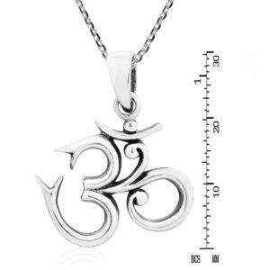 AeraVida Mysterious Aum or Om Prayer Symbol .925 Sterling Silver Pendant Necklace