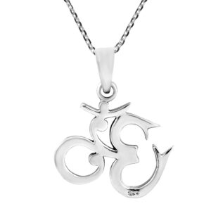 AeraVida Mysterious Aum or Om Prayer Symbol .925 Sterling Silver Pendant Necklace