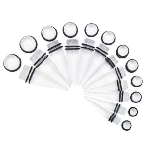 crazypiercing big ear gauges kit 24 pieces acrylic tapers and plugs double o-rings stretching set