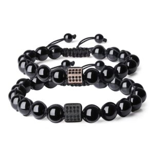 coai cz paved his and hers black tourmaline couple bracelets