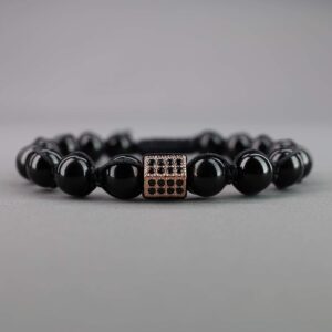 COAI CZ Paved His and Hers Black Tourmaline Couple Bracelets