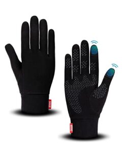 aegend running gloves women men touch screen cycling sports mittens liners warm gloves, black, medium