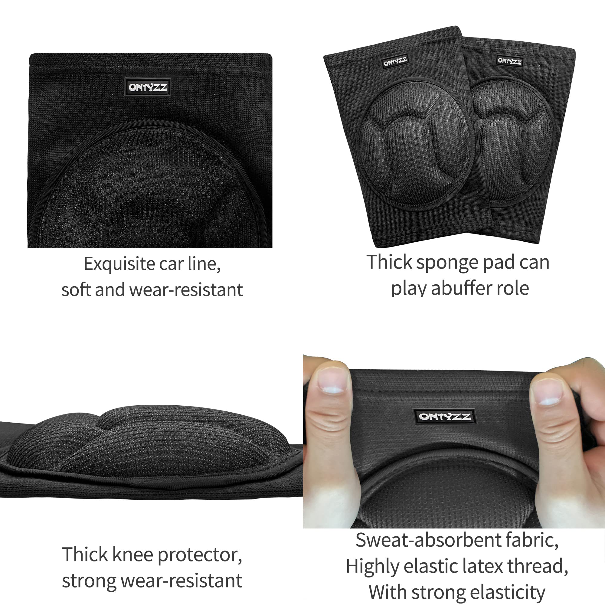 ONTYZZ Knee Pads with Non-Slip Bandage Thickening Anti-Collision EVA Sports Knee Pads for Volleyball Basketball Football Dancing Working Gardening Cleaning Breathable Knee Pads for Men Women Black/L