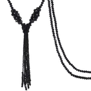 baublestar black rhinestone crystal long beaded tassel necklace for women bead chain tassel statement y necklace fashion jewelry