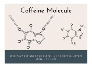 caffeine molecule necklace, 925 sterling silver, coffee necklace, coffee lover jewelry for women, coffee gifts for women, coffee lovers gifts