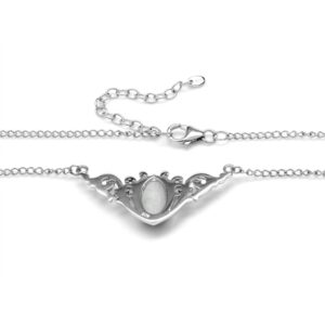 Silvershake Natural Moonstone 925 Sterling Silver Baroque Inspired Pendant with 16 to 18 Inch Adjustable Chain Necklace