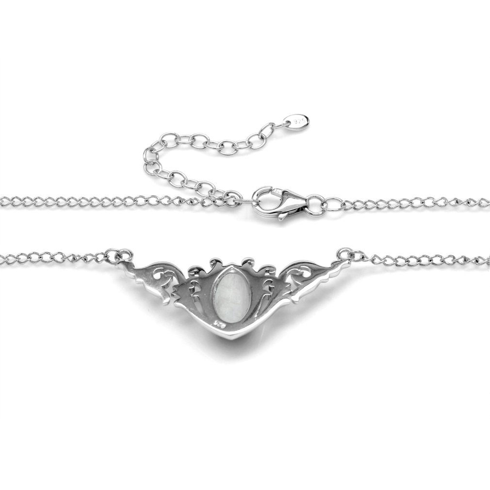 Silvershake Natural Moonstone 925 Sterling Silver Baroque Inspired Pendant with 16 to 18 Inch Adjustable Chain Necklace