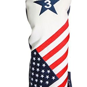 USA 3 & H Headcover Patriot Golf Vintage Retro Patriotic Fairway Wood and Hybrid Head Cover Fits All Modern Fairway Wood and Hybrid Clubs