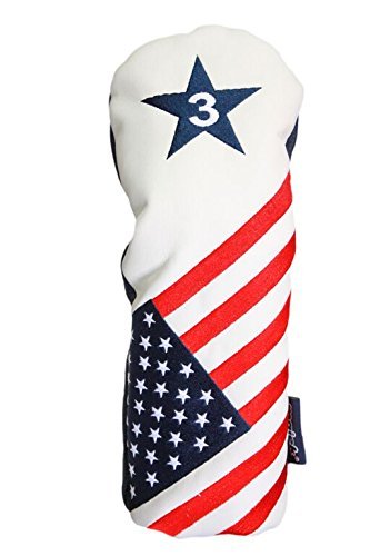 USA 3 & H Headcover Patriot Golf Vintage Retro Patriotic Fairway Wood and Hybrid Head Cover Fits All Modern Fairway Wood and Hybrid Clubs