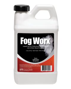 fogworx fog juice - 1 half gallon of premium fog fluid (64oz) - medium density, high output, long lasting fog machine fluid