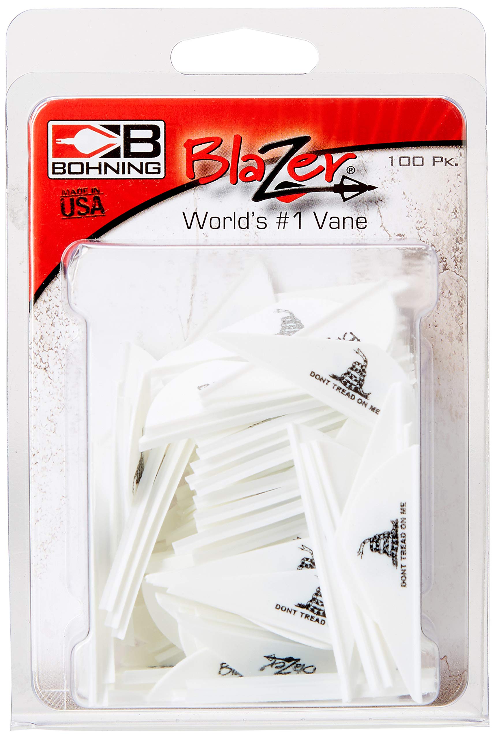 Bohning Blazer Vanes Don't Tread On Me 2" - White (100 Pack)