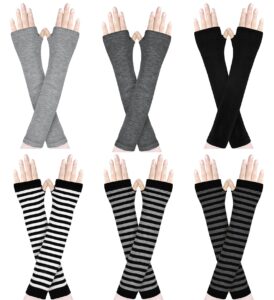 amandir long fingerless gloves for women arm warmers knit thumbhole stretchy gloves