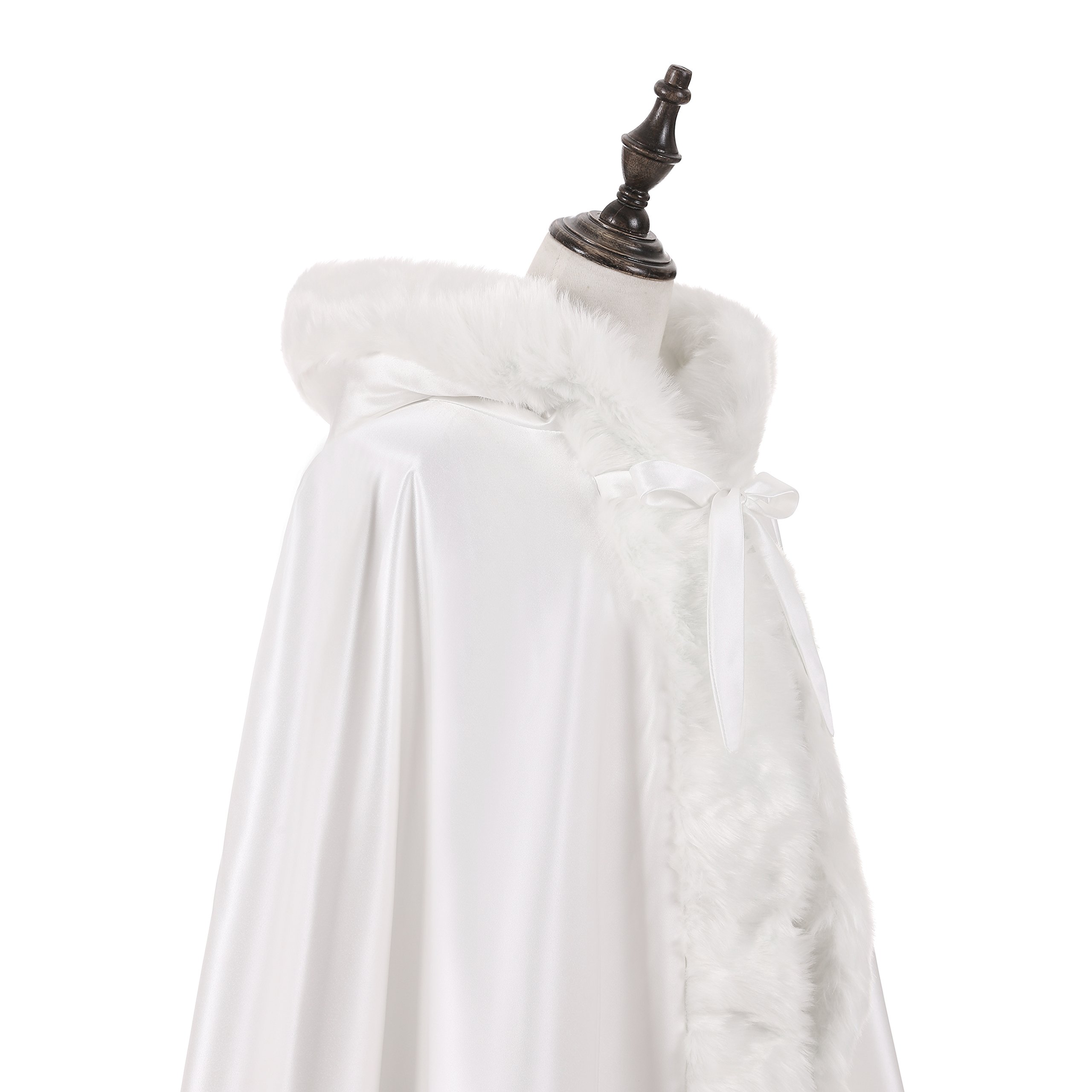 WOWBRIDAL Women's 57in Bridal Cape Wedding Cloak With Hand Muff Floor-length (White)