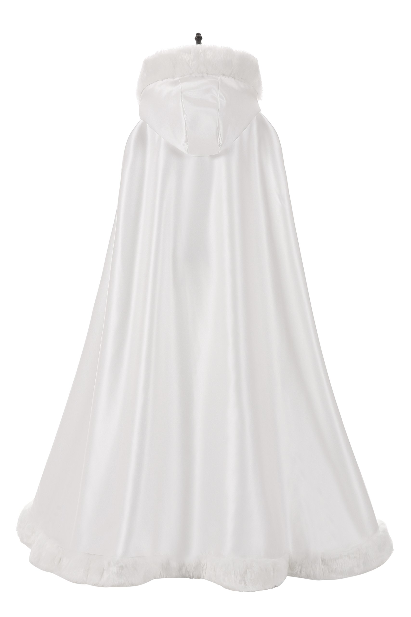 WOWBRIDAL Women's 57in Bridal Cape Wedding Cloak With Hand Muff Floor-length (White)