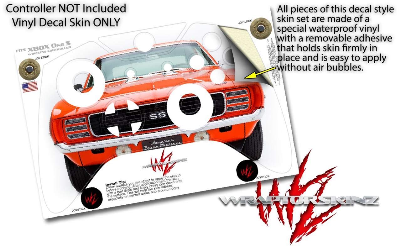 WraptorSkinz Decal Vinyl Skin Wrap compatible with XBOX One S/X Controller - 1969 Chevy Camaro Orange 3813 (CONTROLLER NOT INCLUDED)