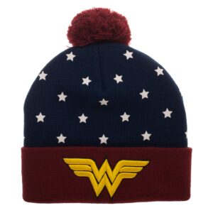 wonder woman navy red juniors beanie cap hat licensed