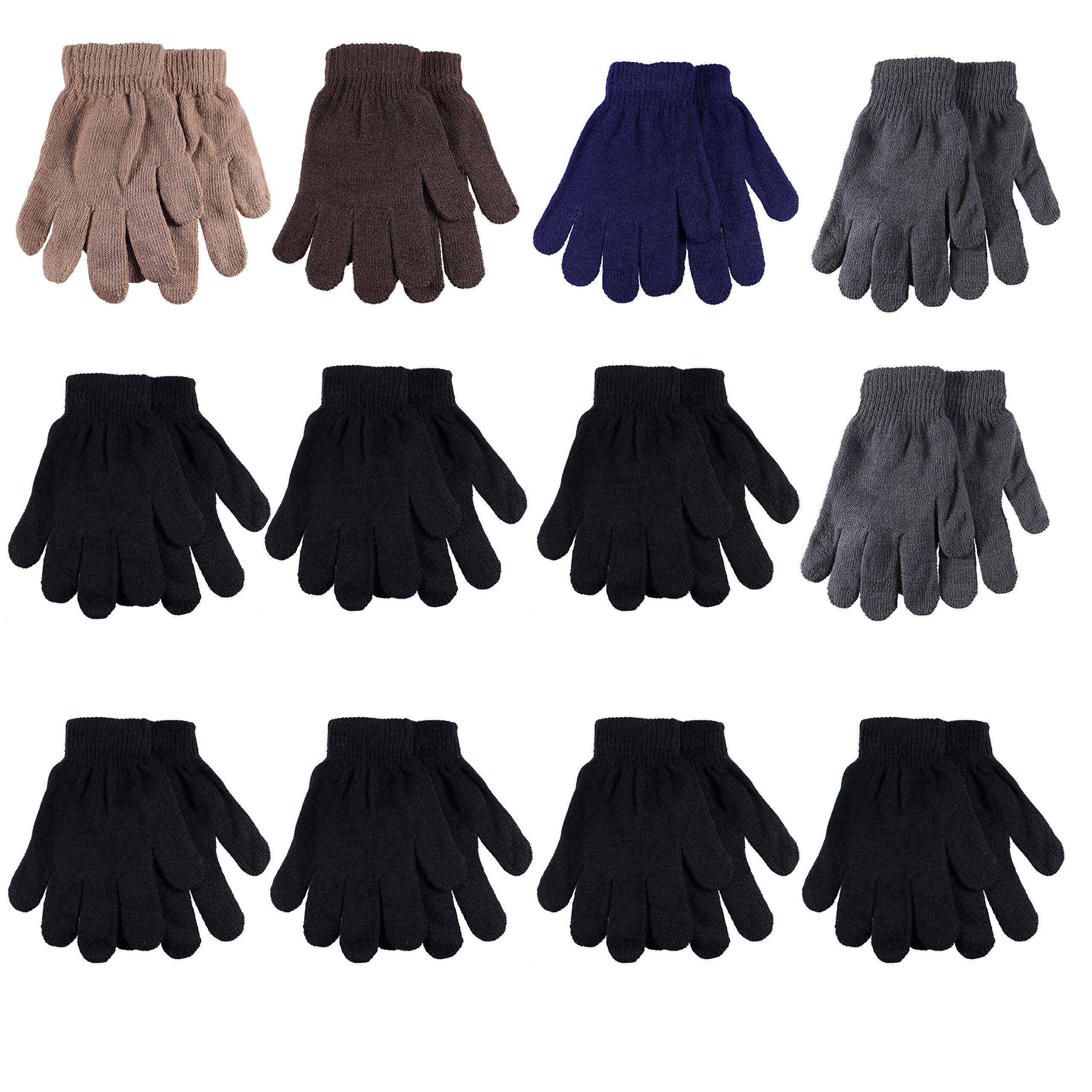 Gelante Adult Winter Knitted Magic Gloves Wholesale Lot 12 Pairs 9905-Assorted-12 Pairs