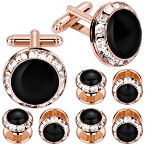 hawson crystal cuff links and studs set for mens tuxedo shirts wedding accessories