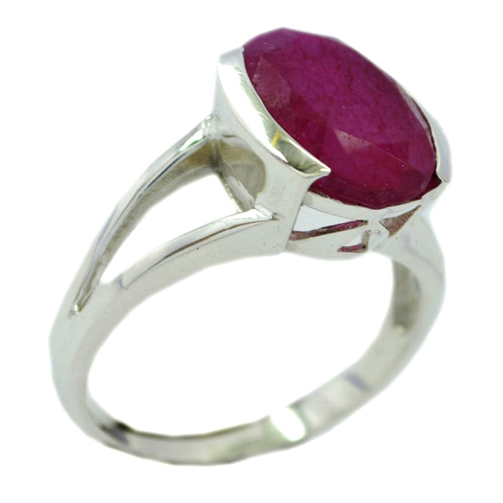 55Carat Genuine Indian Ruby Sterling Silver Ring for Women Oval Shape Birthstone Size 5,6,7,8,9,10,11,12