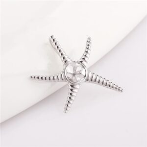 LGSY Sterling Silver Twisted Screw Starfish Bail Pin Pendant Fitting for Pearl Jewelry, Design Pendant Mount for Women DIY Jewelry Making