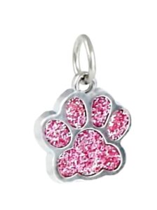 j&m dangle enamel pink cat/dog paw charm bead for charms bracelets