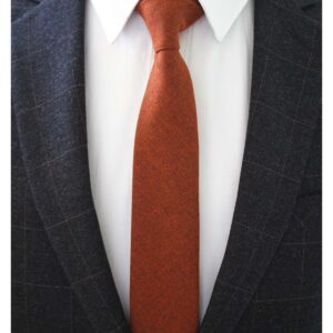 JEMYGINS 2.4" Cotton Necktie Orange Mens Cashmere Wool Skinny Tie (5)