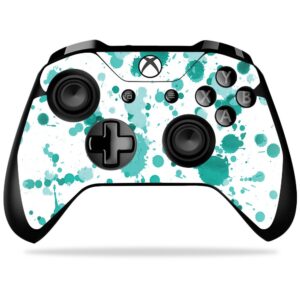 mightyskins skin compatible with microsoft xbox one x controller - teal splatter | protective, durable, and unique vinyl decal wrap cover | easy to apply, remove, and change styles | made in the usa