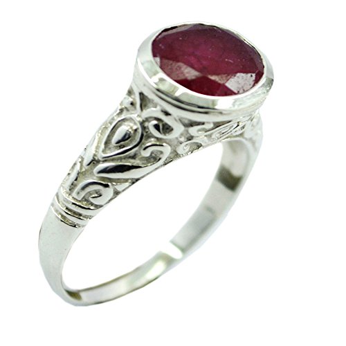 55Carat Genuine Indian Ruby Sterling Silver Ring for Women Oval Shape Birthstone Size 5,6,7,8,9,10,11,12