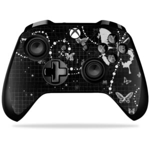 mightyskins skin compatible with microsoft xbox one x controller - black butterfly | protective, durable, and unique vinyl wrap cover | easy to apply, remove, and change styles | made in the usa