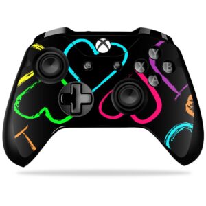 mightyskins skin compatible with microsoft xbox one x controller - hearts | protective, durable, and unique vinyl decal wrap cover | easy to apply, remove, and change styles | made in the usa