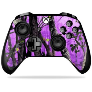 mightyskins skin compatible with microsoft xbox one x controller - purple tree camo | protective, durable, and unique vinyl wrap cover | easy to apply, remove, and change styles | made in the usa