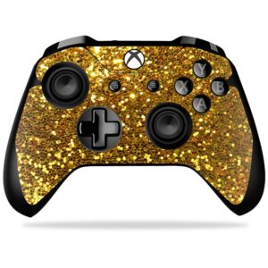 mightyskins skin compatible with microsoft xbox one x controller - gold dazzle | protective, durable, and unique vinyl decal wrap cover | easy to apply, remove, and change styles | made in the usa