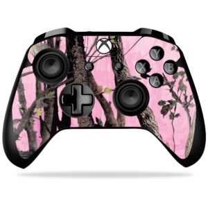 mightyskins skin compatible with microsoft xbox one x controller - pink tree camo | protective, durable, and unique vinyl decal wrap cover | easy to apply, remove, and change styles | made in the usa