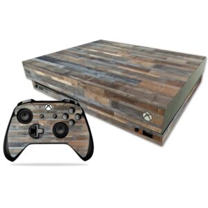 mightyskins skin compatible with microsoft xbox one x - gray wood | protective, durable, and unique vinyl decal wrap cover | easy to apply, remove, and change styles | made in the usa