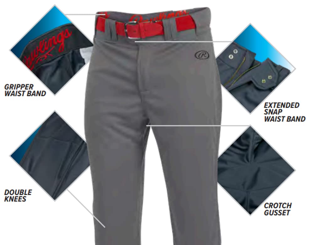 Rawlings | LAUNCH SERIES Knicker Baseball Pants | Youth Medium | Grey/Navy